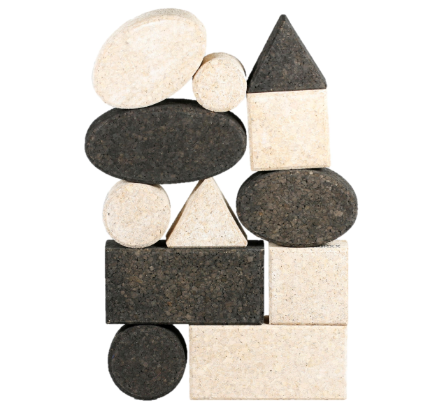 Building block out of cork